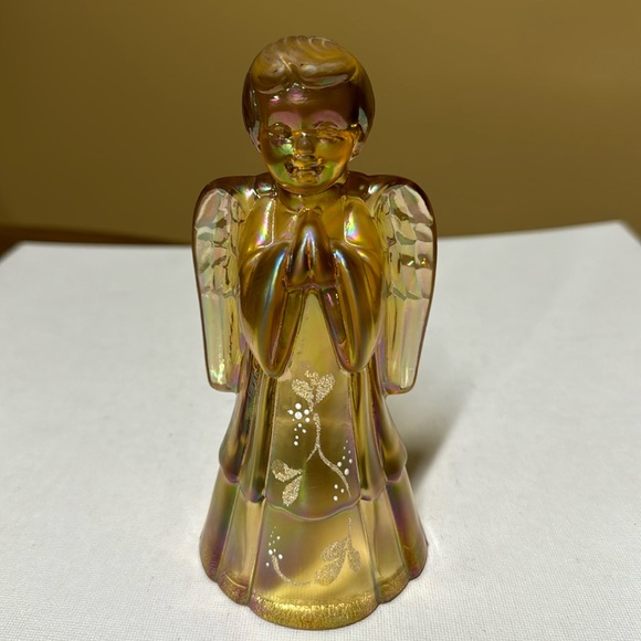 Fenton | Art | Fenton Angel Iridized Honey Gold Carnival Glass Figurine ...
